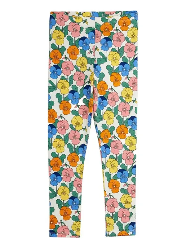 MINI RODINI Violas Purple Organic Cotton Leggings - Multicolor