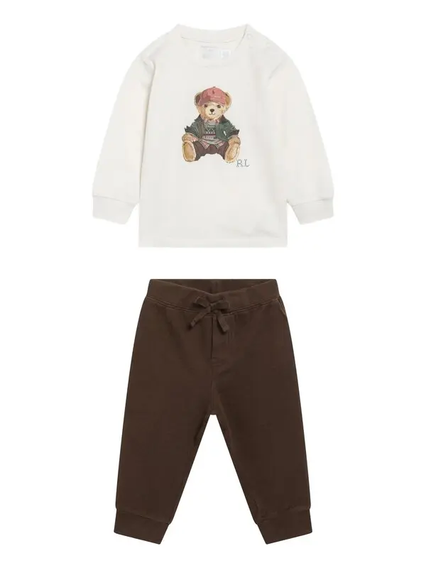 Polo Ralph Lauren Polo Bear Cream Cotton Baby Set - Beige