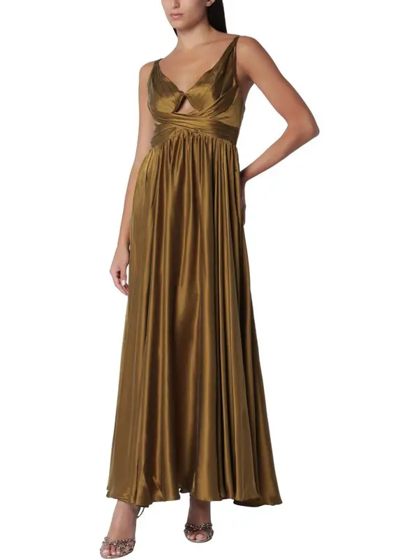 Zimmermann Olive Draped Silk Maxi Dress - Green