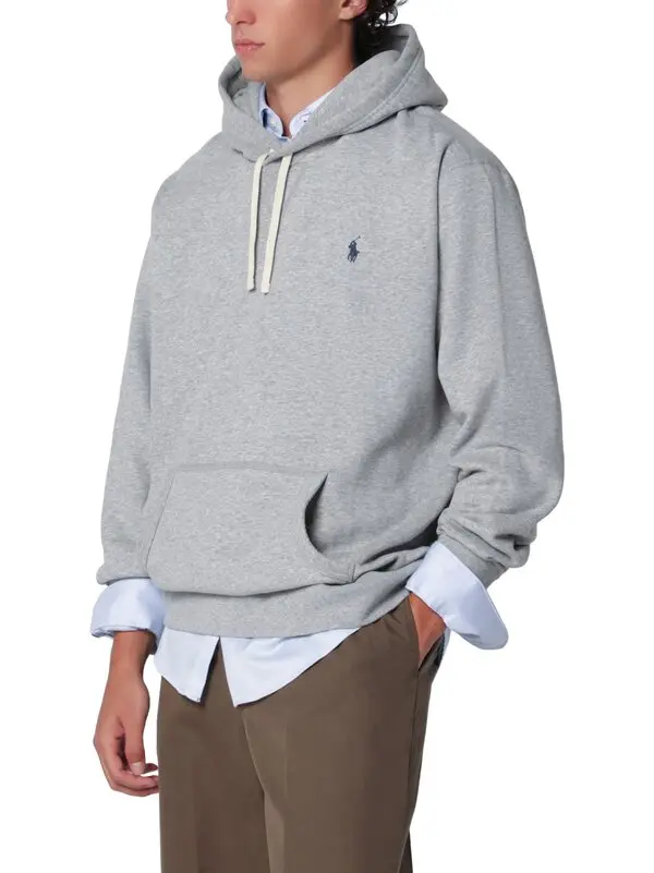Polo Ralph Lauren Hoodie In Brushed Cotton - Grey