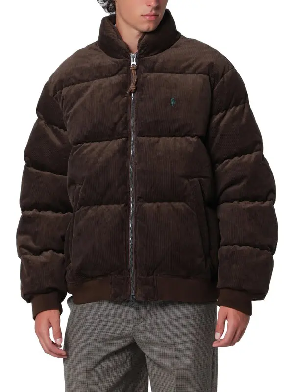Polo Ralph Lauren Dark Down Jacket In Corduroy - Brown