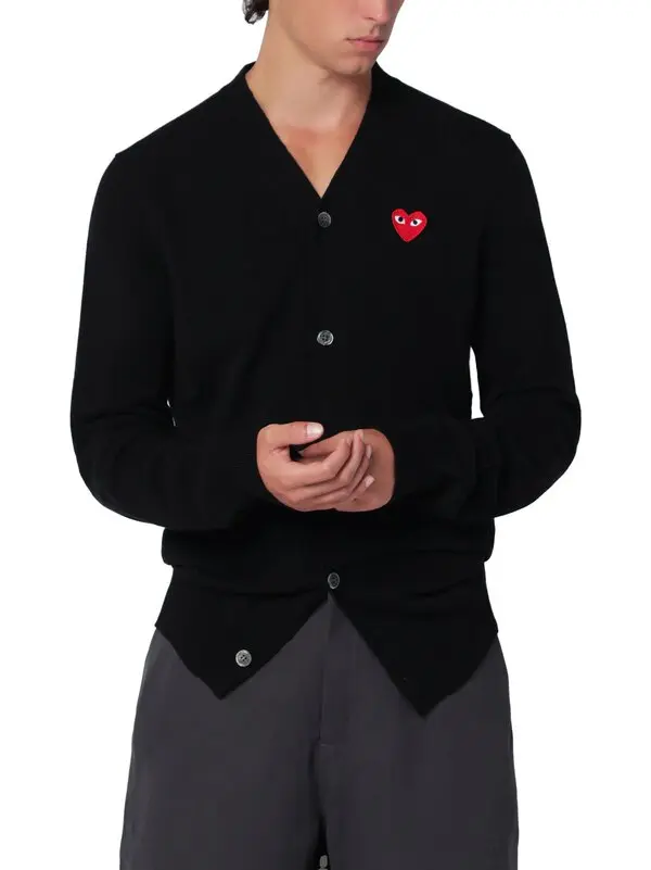 Play Comme Des Garcon Wool Cardigan - Black