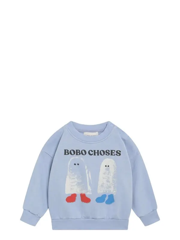 BOBO CHOSES Booty Ghosts Sweatshirt In Cotton - Light Blue