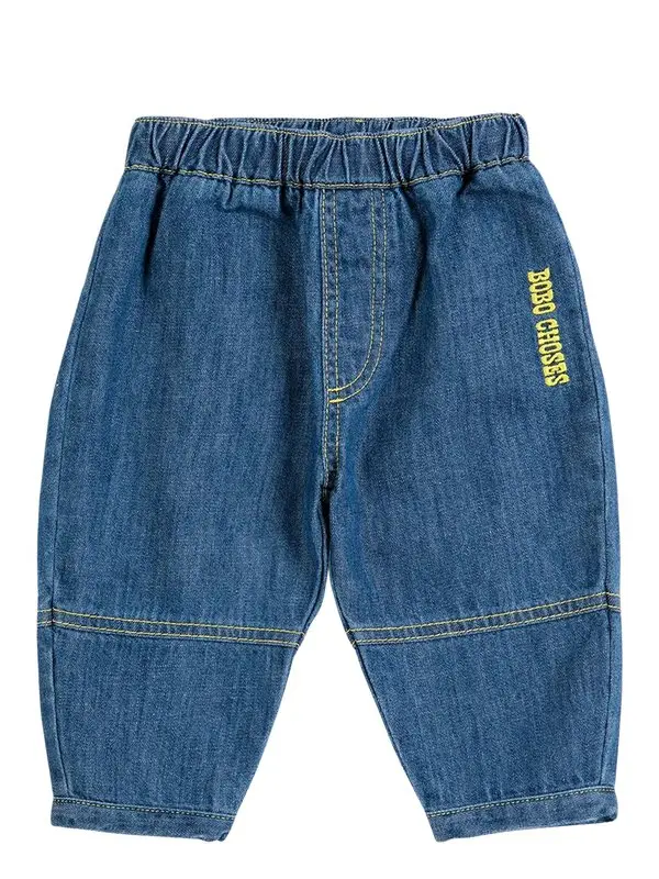 BOBO CHOSES Trousers Taxi Saurus Tag In Midnight Organic Cotton - Blue