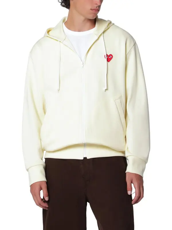 Play Comme Des Garcon Zip-up Hoodie - White
