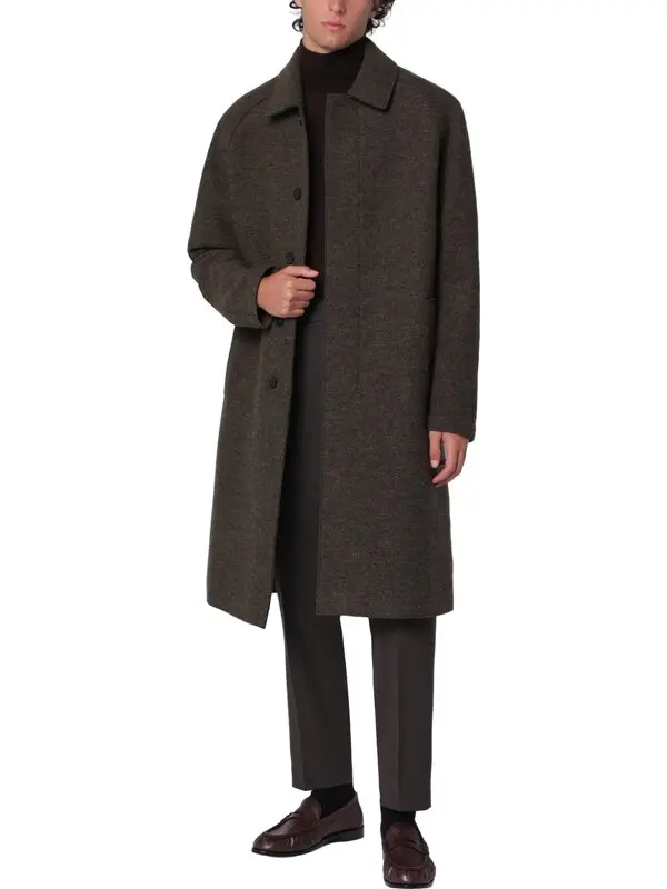 Harris Wharf London Grey Single-breasted Wool Coat - Green