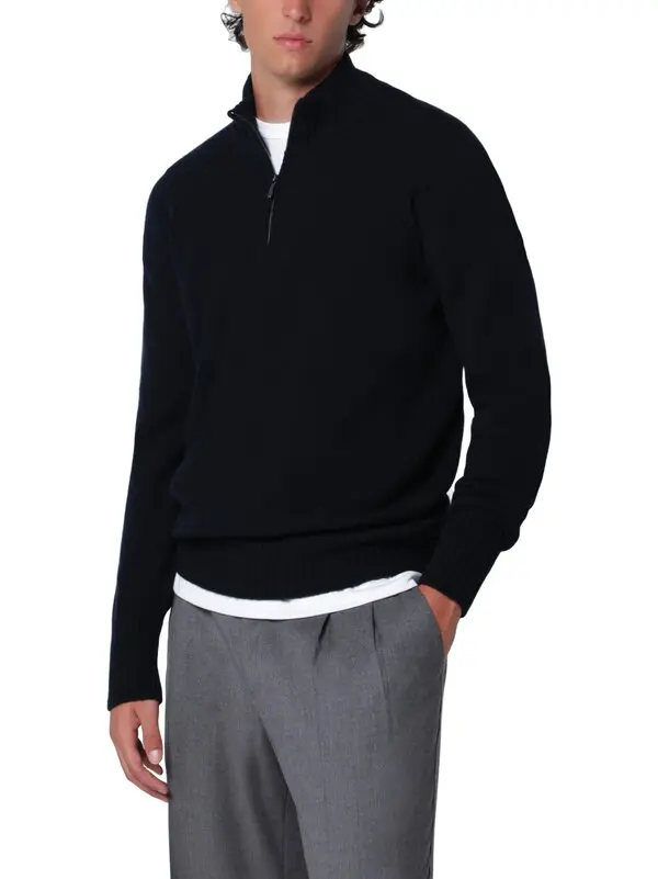 DRUMOHR Navy Wool Half-zip Jumper - Blue