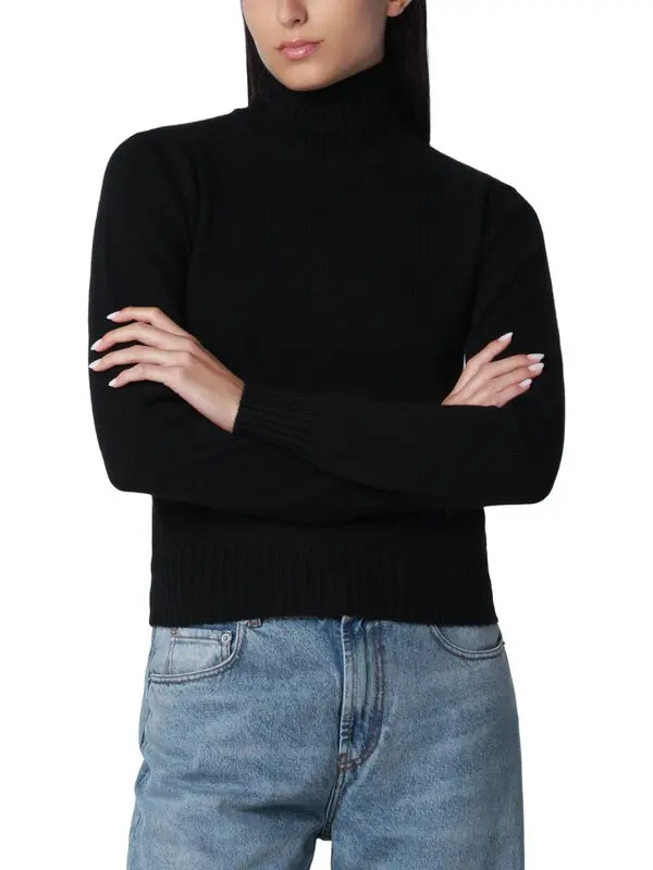 AMI Paris Turtleneck Jumper In Cashmere And Wool - Black
