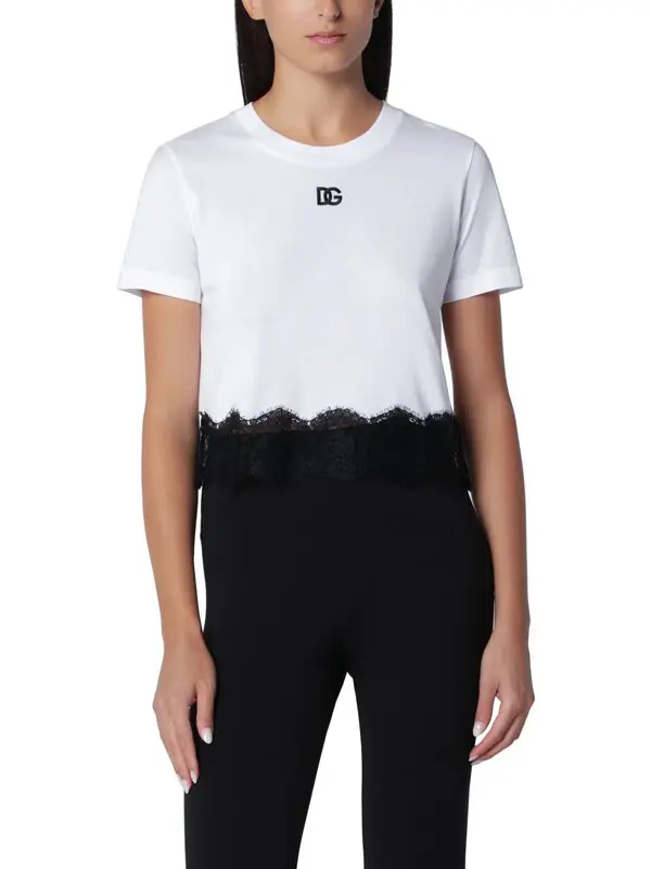 Dolce & Gabbana Jersey T-shirt With Lace - White