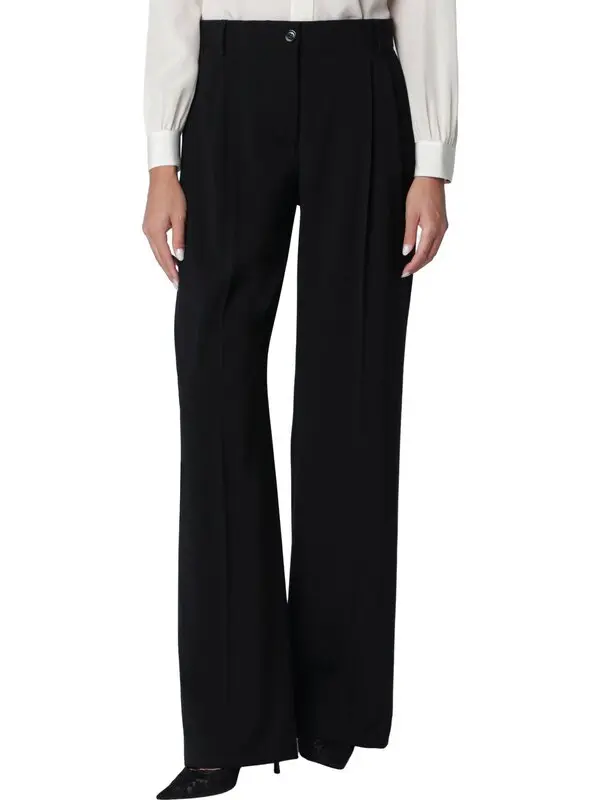 Dolce & Gabbana Virgin Wool Double Pinch Trousers - Black