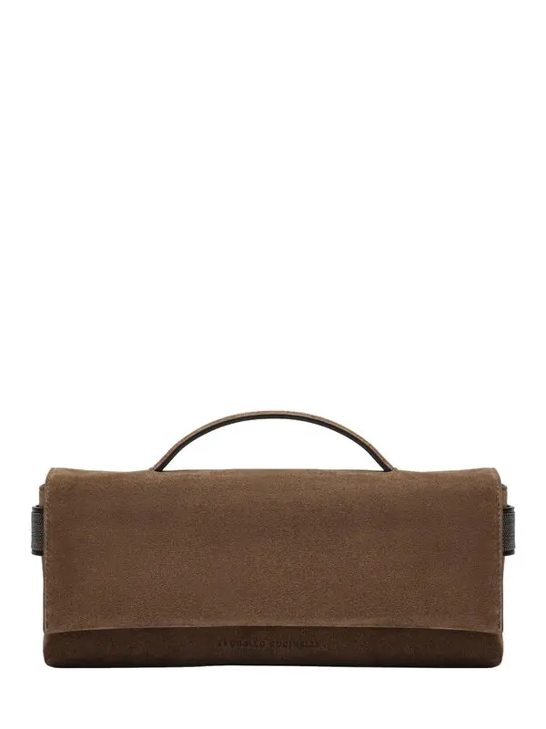 Brunello Cucinelli Essence Caramel Suede Clutch Bag - Brown