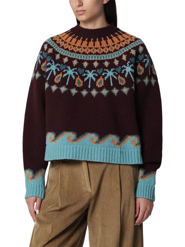 Alanui Sweet Winter Burgundy Virgin Wool Sweater - Multicolor