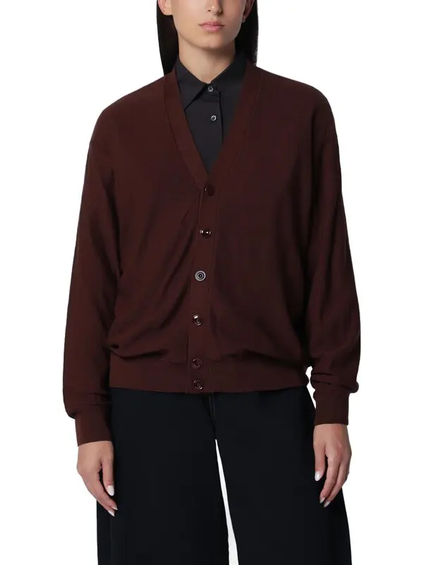 LEMAIRE Twisted Mahogany Merino Wool Cardigan - Brown