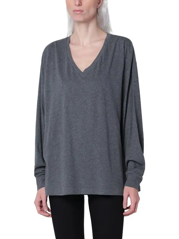 THE ROW Birket Charcoal Melange Cotton T-shirt - Grey