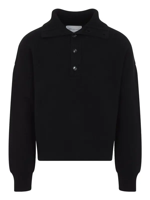 AMI Paris High Collar Sweater - Black