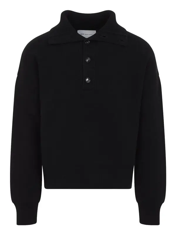AMI Paris High Collar Sweater - Black