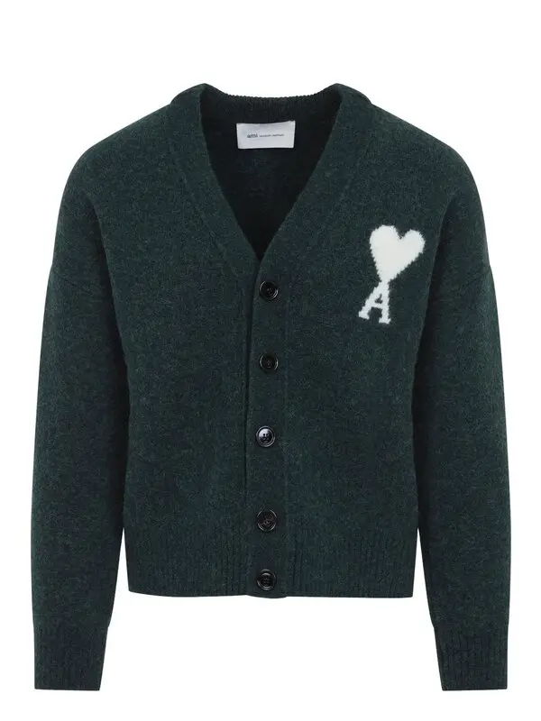AMI Paris Adc Cardigan - Green