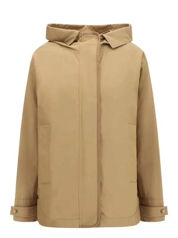 Moncler Hooded Jacket With Logo Patch - Cream