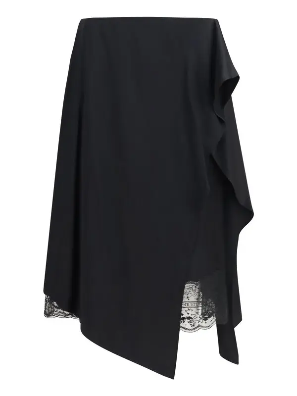 Acne Studios Layered Satin Skirt With Lace Details - Black