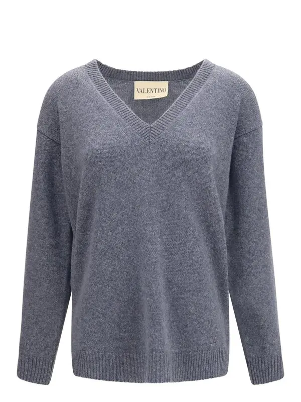Valentino Garavani Cashmere V-neck Sweater - Gray