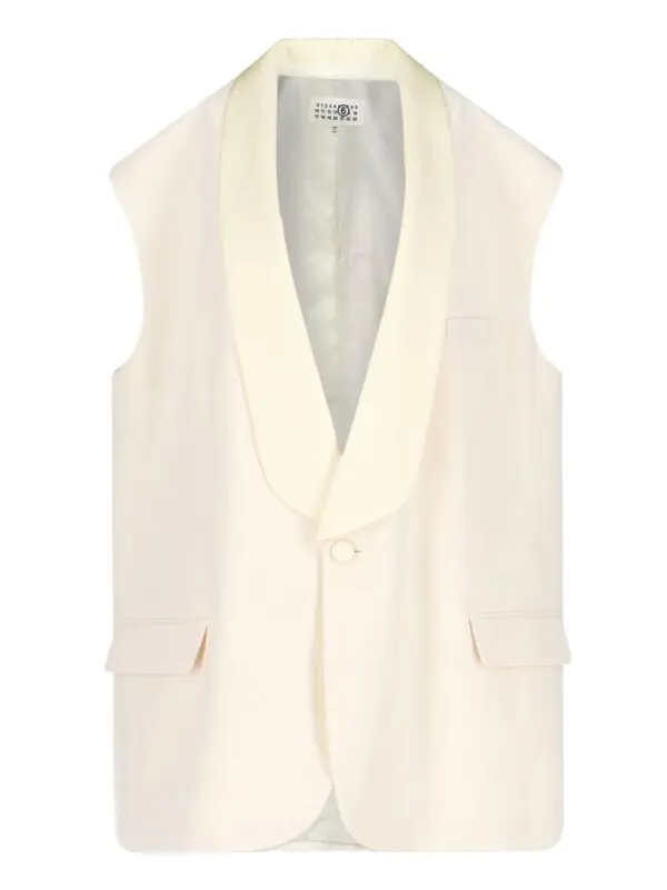 MAISON MARGIELA Virgin Wool Blend Vest Jacket - Cream