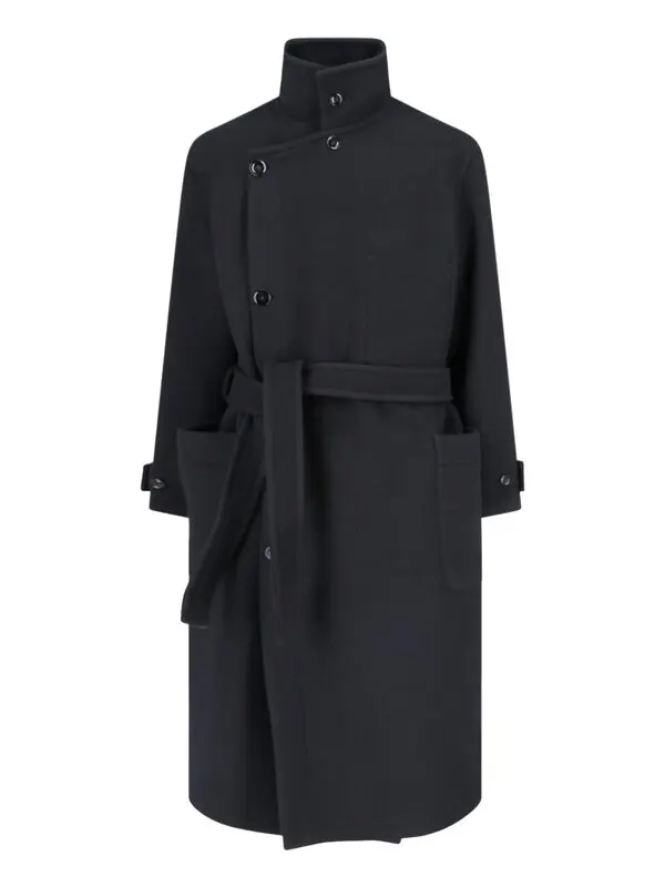 LEMAIRE Double-breasted Wrap Coat - Black