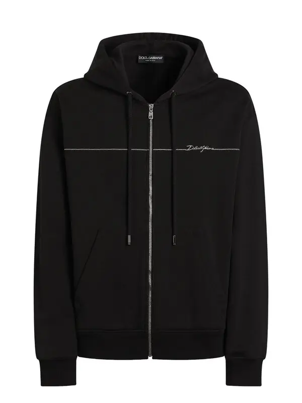 Dolce & Gabbana Cotton Hooded Sweatshirt - Black
