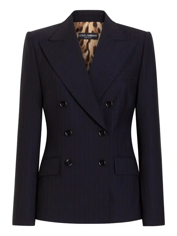 Dolce & Gabbana Turlington Double-breasted Jacket In Pinstripe Wool - Multicolor