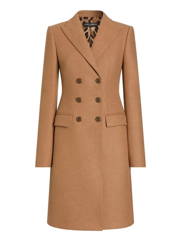 Dolce & Gabbana Double-breasted Wool Coat - Beige