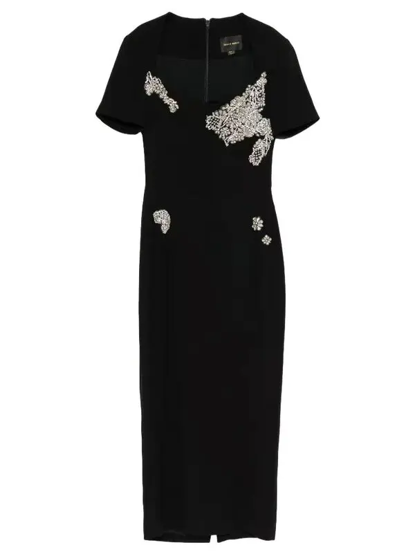 Zuhair Murad Crystal-embellished Portrait-neck Midi Dress - Black