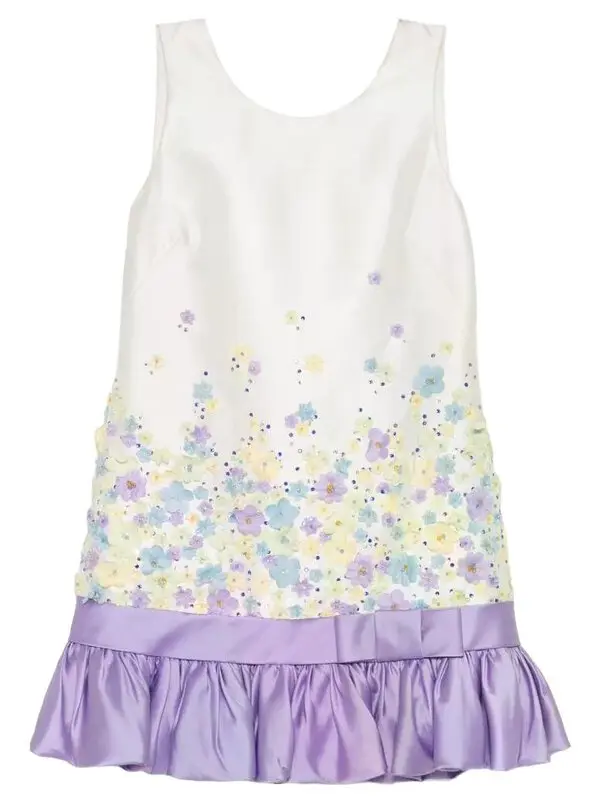 Viktor & Rolf Floral-appliqué Ruffled Dress - White