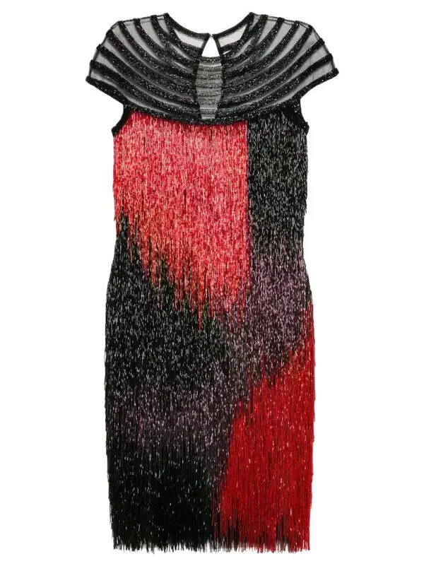 Naeem Khan Layered Fringe Dress - Black