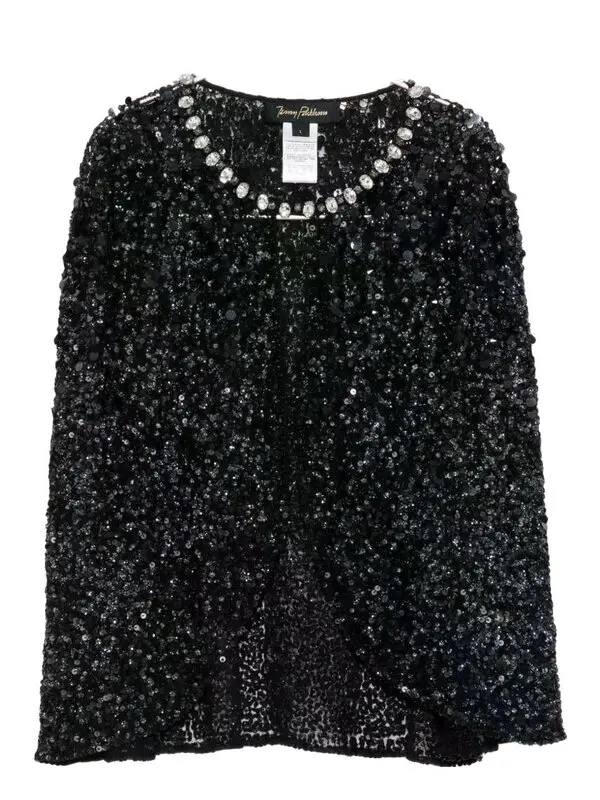 Jenny Packham Sequin-embellished Capelet Jacket - Black
