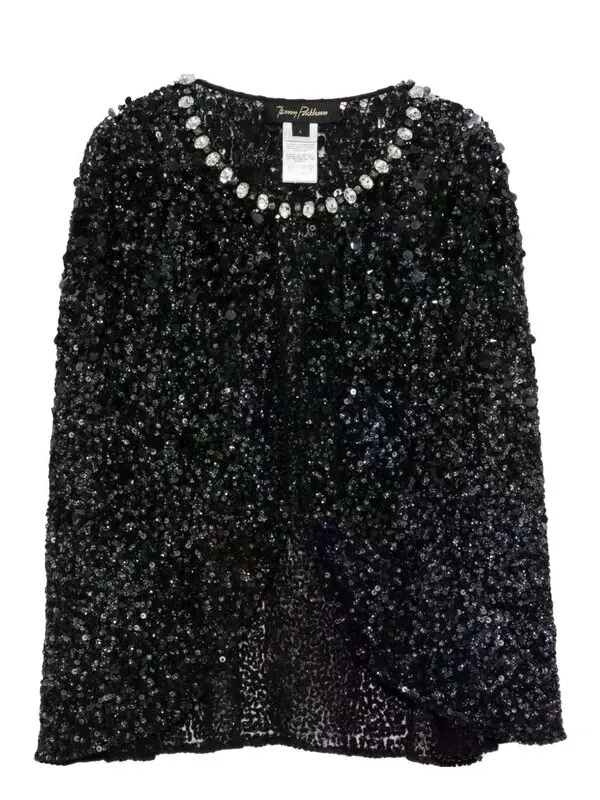 Jenny Packham Sequin-embellished Capelet Jacket - Black