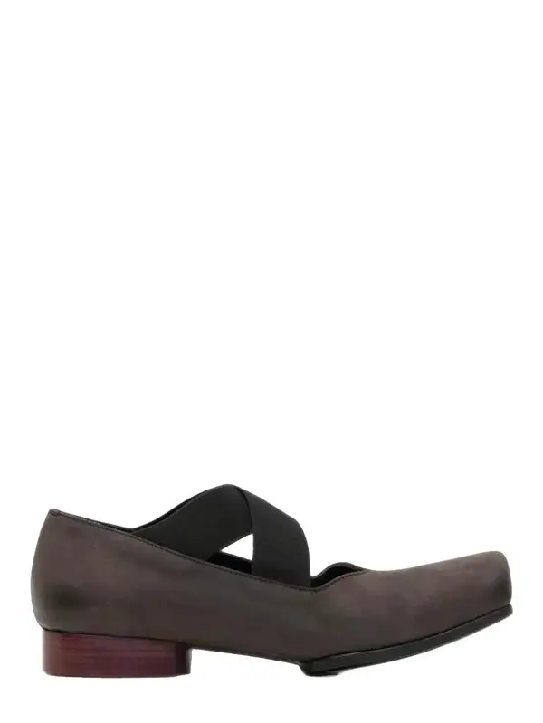 UMA WANG Cross-strap Leather Ballet Flats - Brown