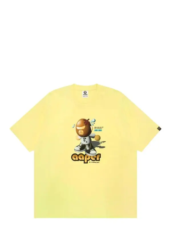 AAPE BY *A BATHING APE Moonface Graphic-print T-shirt - Yellow