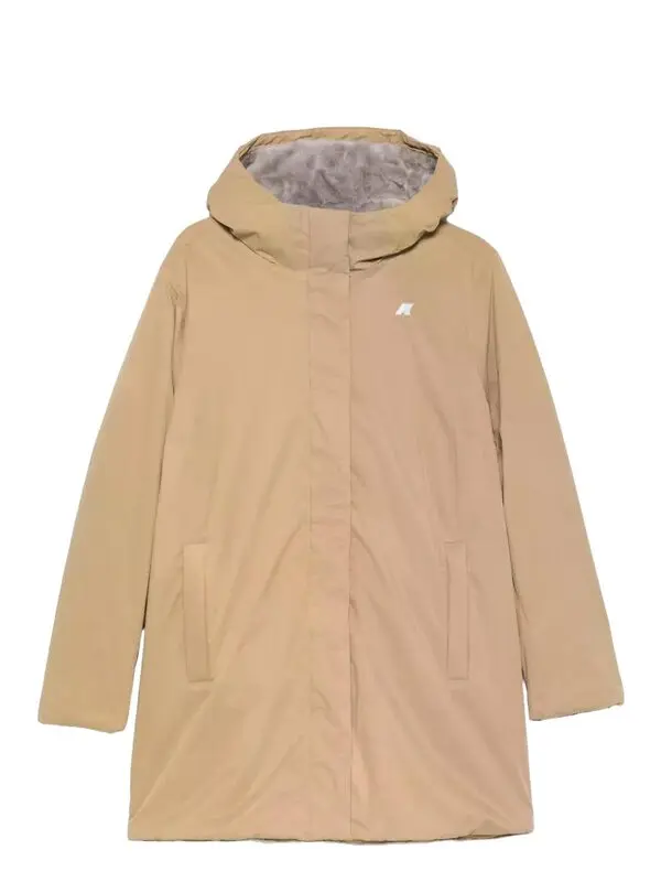 K-WAY Sophie Logo-patch Hooded Coat - Neutrals