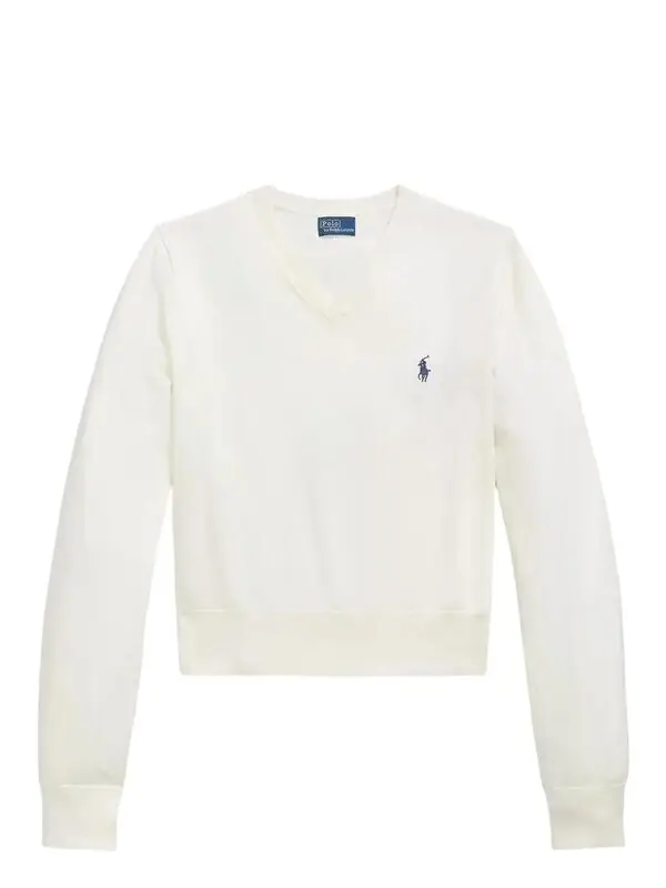 Polo Ralph Lauren Cotton-blend Shrunken V-neck Jumper - Neutrals
