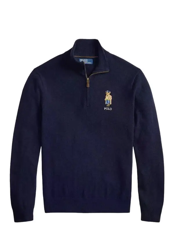 Polo Ralph Lauren Polo Bear Wool Quarter-zip Sweater - Blue