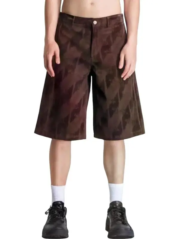 Adidas Monogram-print Shorts - Brown