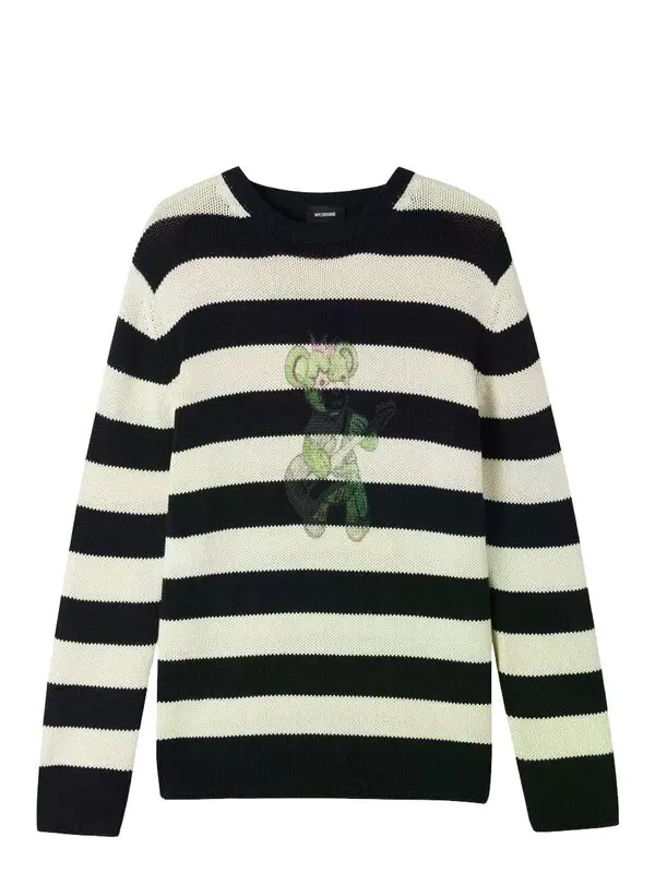 We11Done Striped Graphic-print Jumper - Blue
