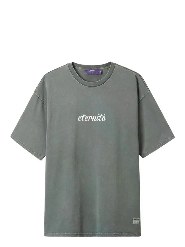 AFTERMATHS Slogan-print Cotton T-shirt - Grey