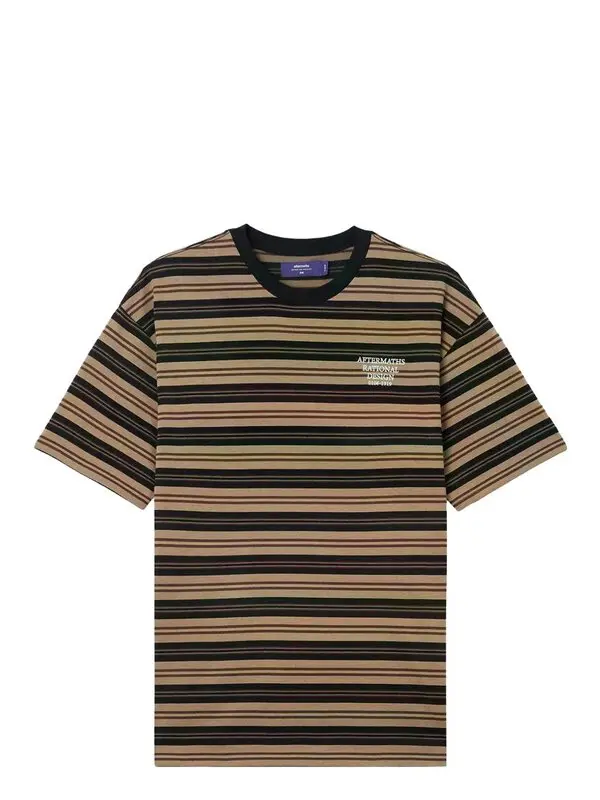 AFTERMATHS Striped Logo-print T-shirt - Neutrals