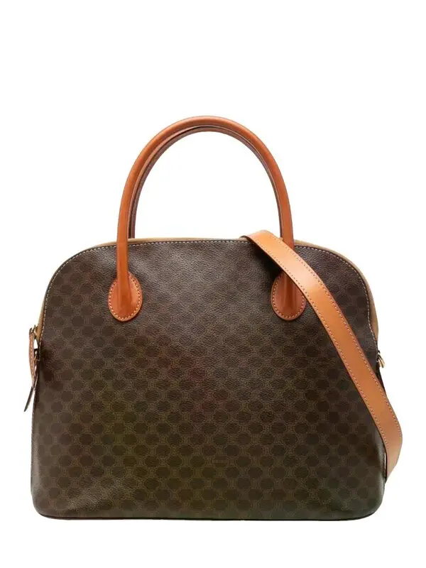 Celine 1997 Macadam Coated Canvas Dome Satchel - Brown