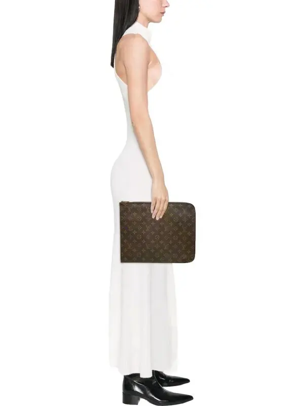 LOUIS VUITTON 1988 Monogram Poche Documents Portfolio 30 Clutch Bag - Brown