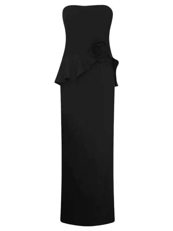 ROTATE BY BIRGER CHRISTENSEN Long Flower Strapless Maxi Dress - Black