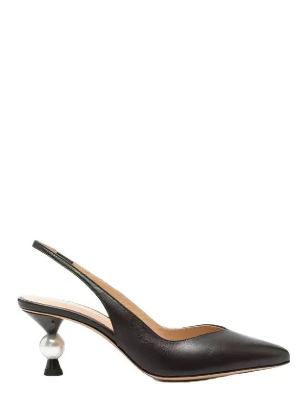 CAMILLA GABRIELI Margaux Faux-pearl Slingback Pumps - Brown