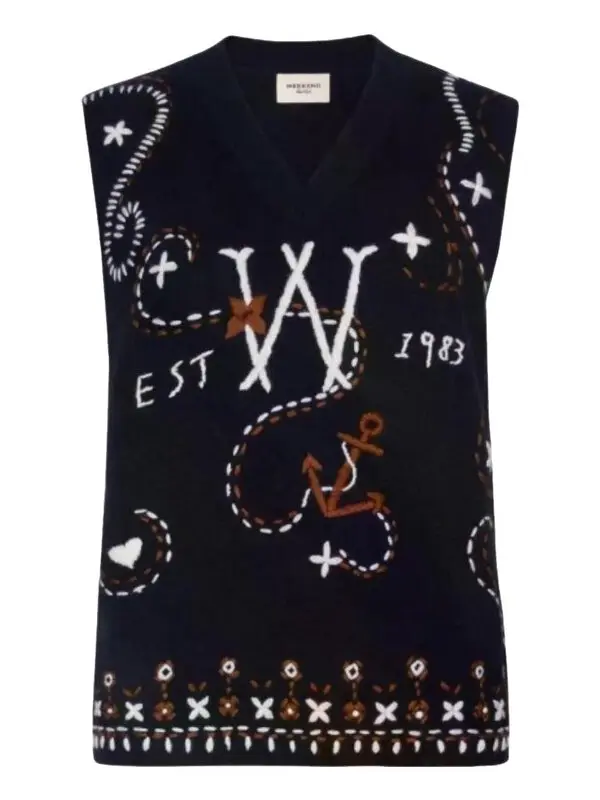 Max Mara Intarsia-knit Sleeveless Virgin-wool Sweater - Blue