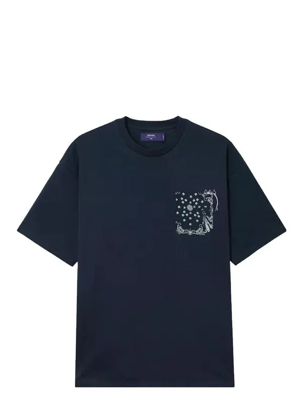 AFTERMATHS Bandana-print Pocket T-shirt - Blue