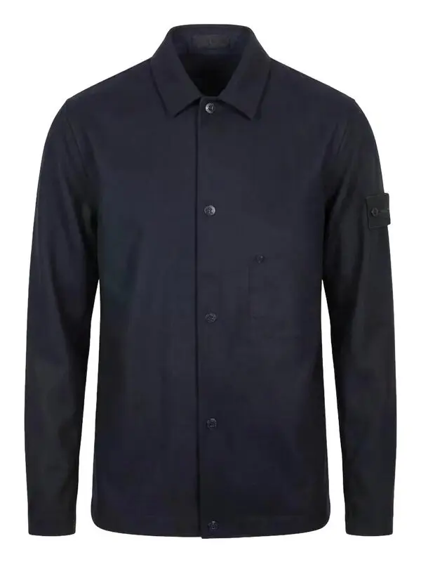 Stone Island Logo-patch Button-up Shirt - Blue